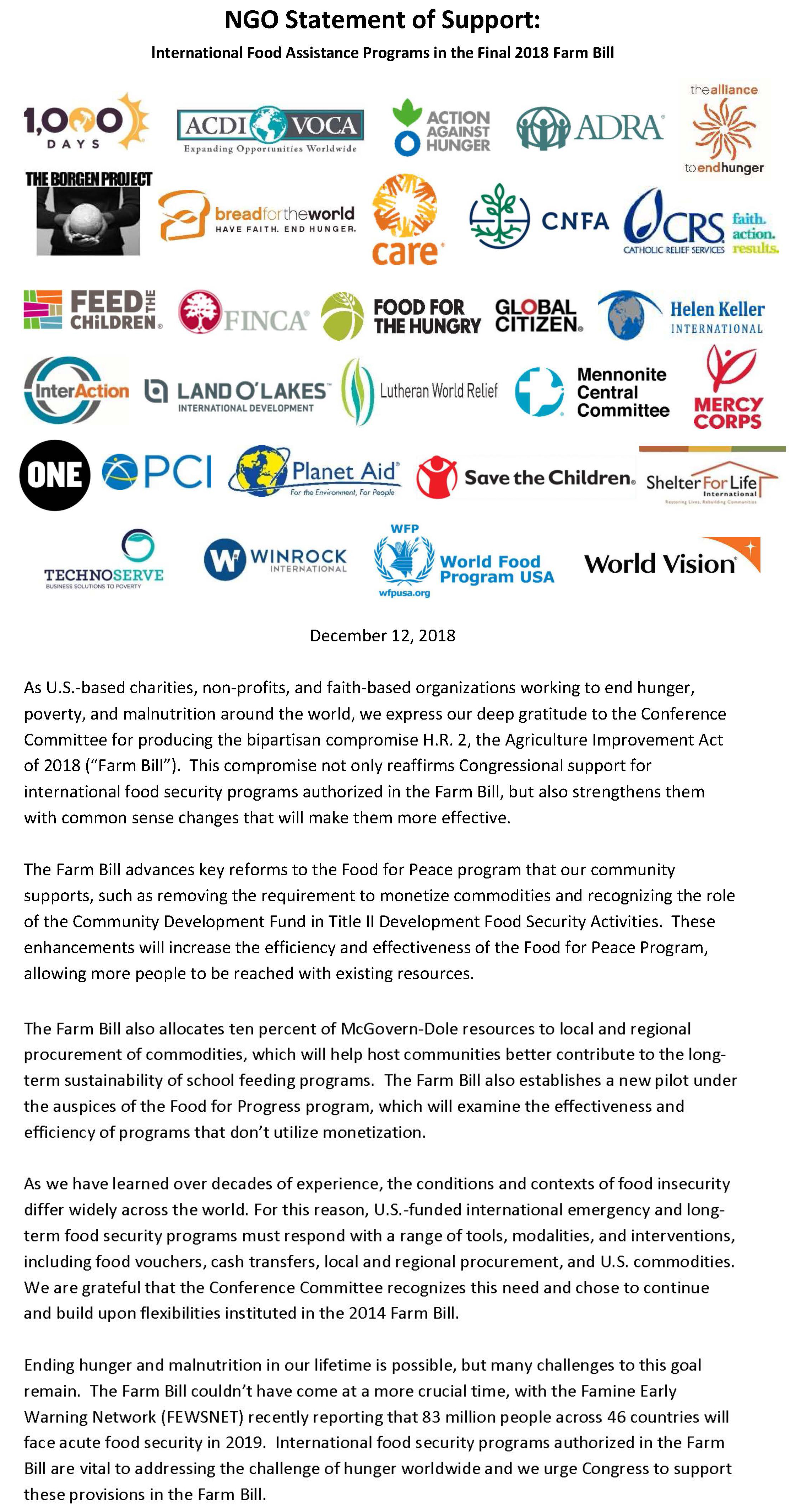 Planet Aid Joins 28 Other Organizations in Support of Farm Bill ...