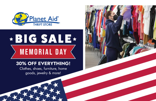 Memorial Day Sale: 30% Off Everything at the Planet Aid Thrift Store